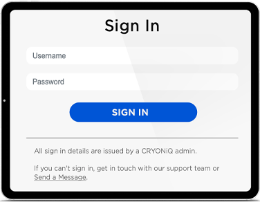 Sign in to the CRYONiQ system